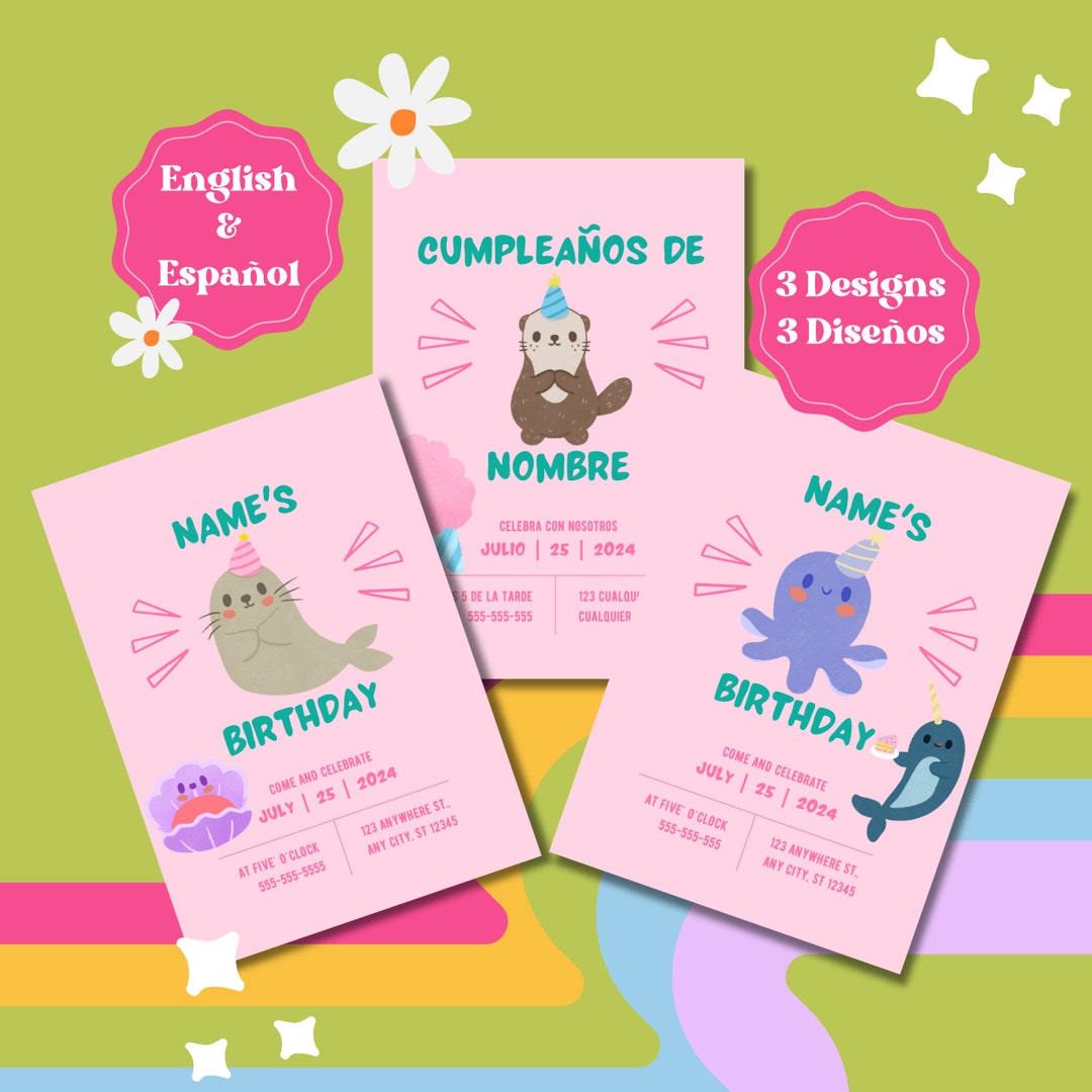 Editable Cute Ocean Animals Birthday Invitation – Sea Critters ...