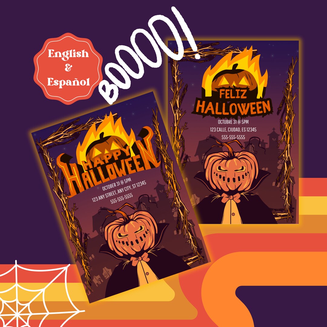 Halloween Scarecrow Invitation Template – English & Spanish (digital ...