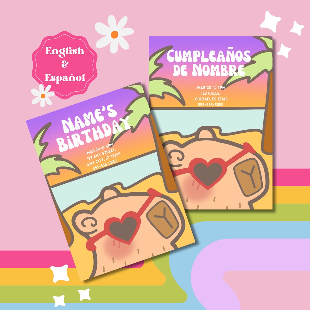 Editable Beach Capybara Birthday Party Invitation – Capy Printable ...