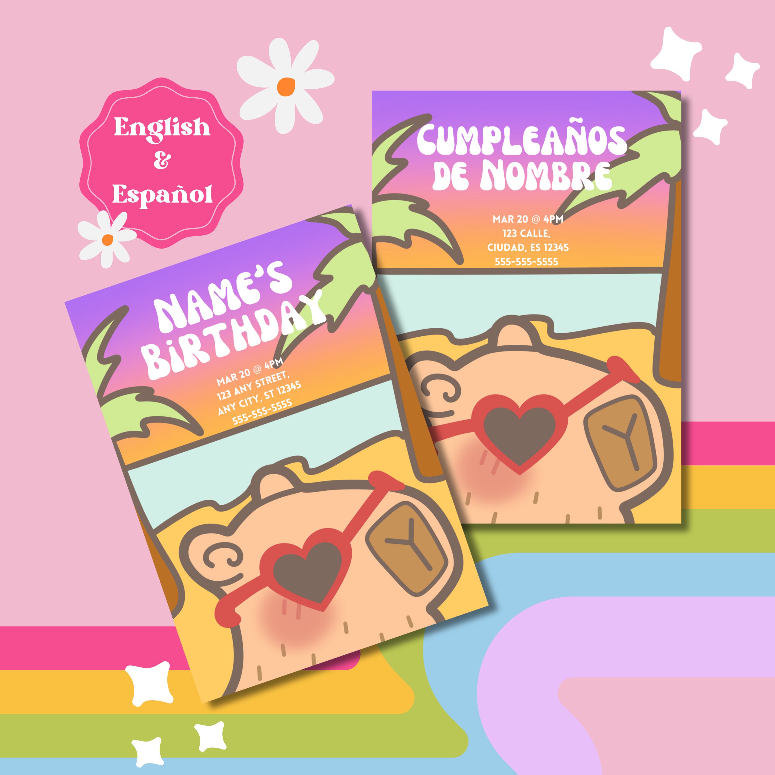 Editable Beach Capybara Birthday Party Invitation – Capy Printable ...