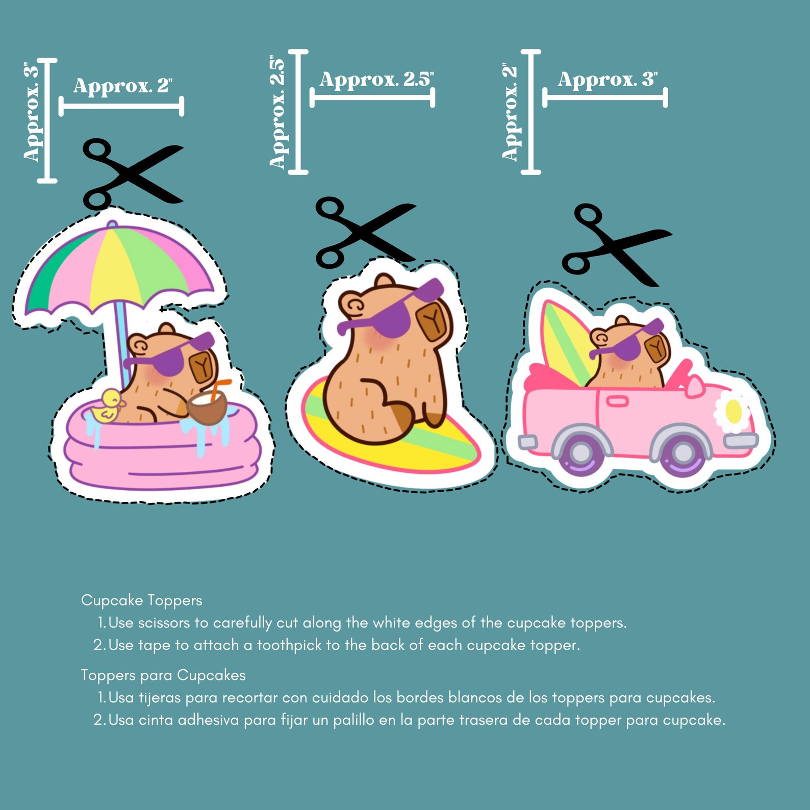 Cute Capybara Beach Pool Birthday Party Printable DIY Decorations ...