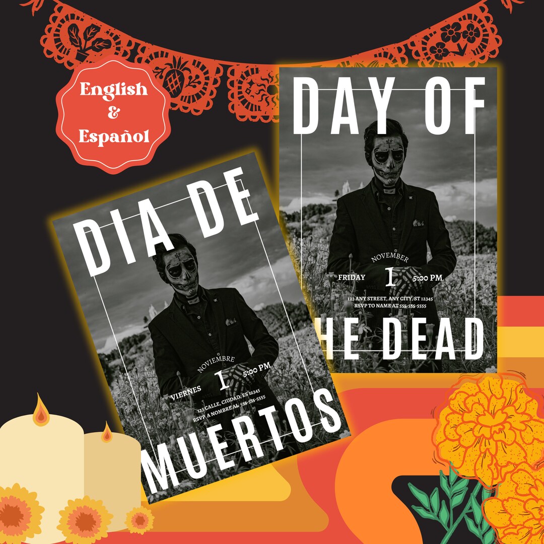 Editable Dia De Muertos Invitation – Calavera Catrin - English ...