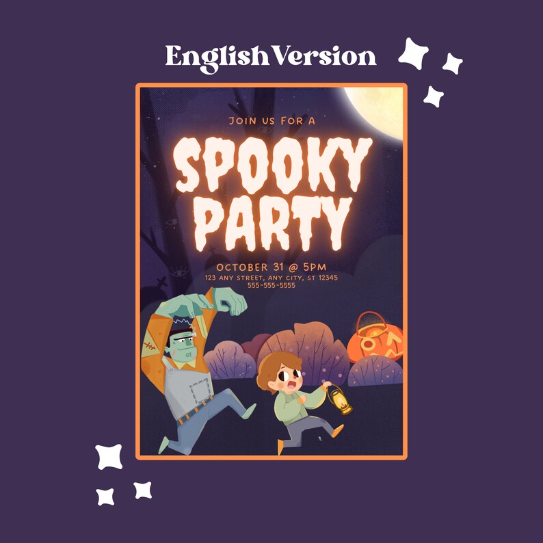 Editable Spooky Halloween Bash Invitation – Monster Printable Digital ...