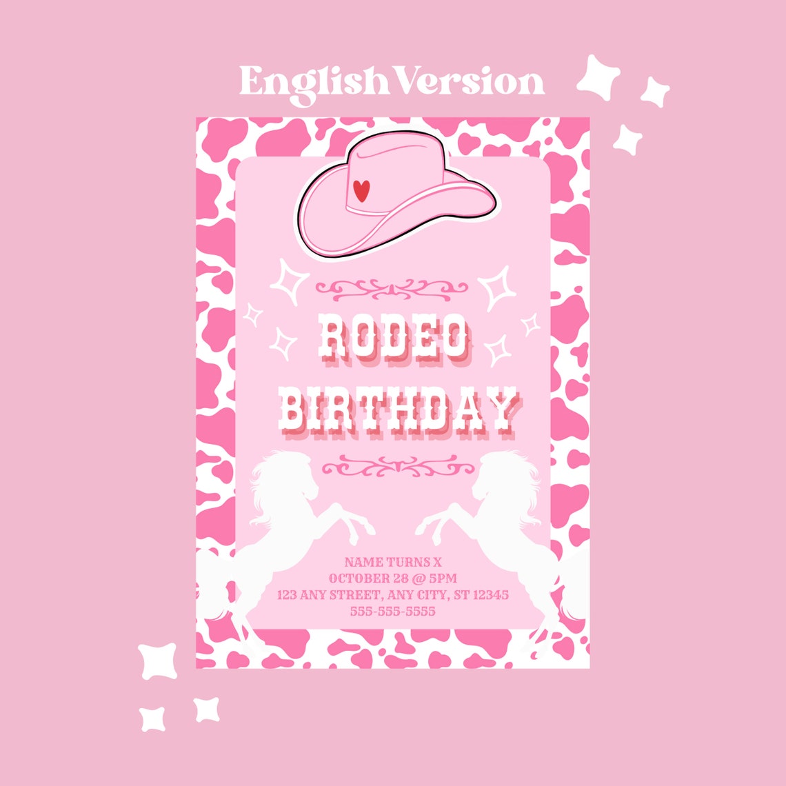Editable Rodeo Birthday Party Invitation – Western Pink Cowgirl ...