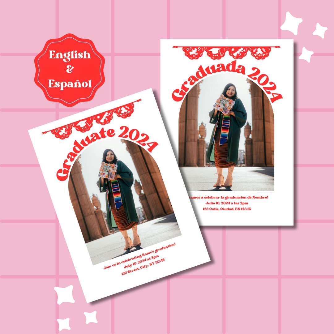 Editable Papel Picado Graduation Invitation: Photo Template in English ...