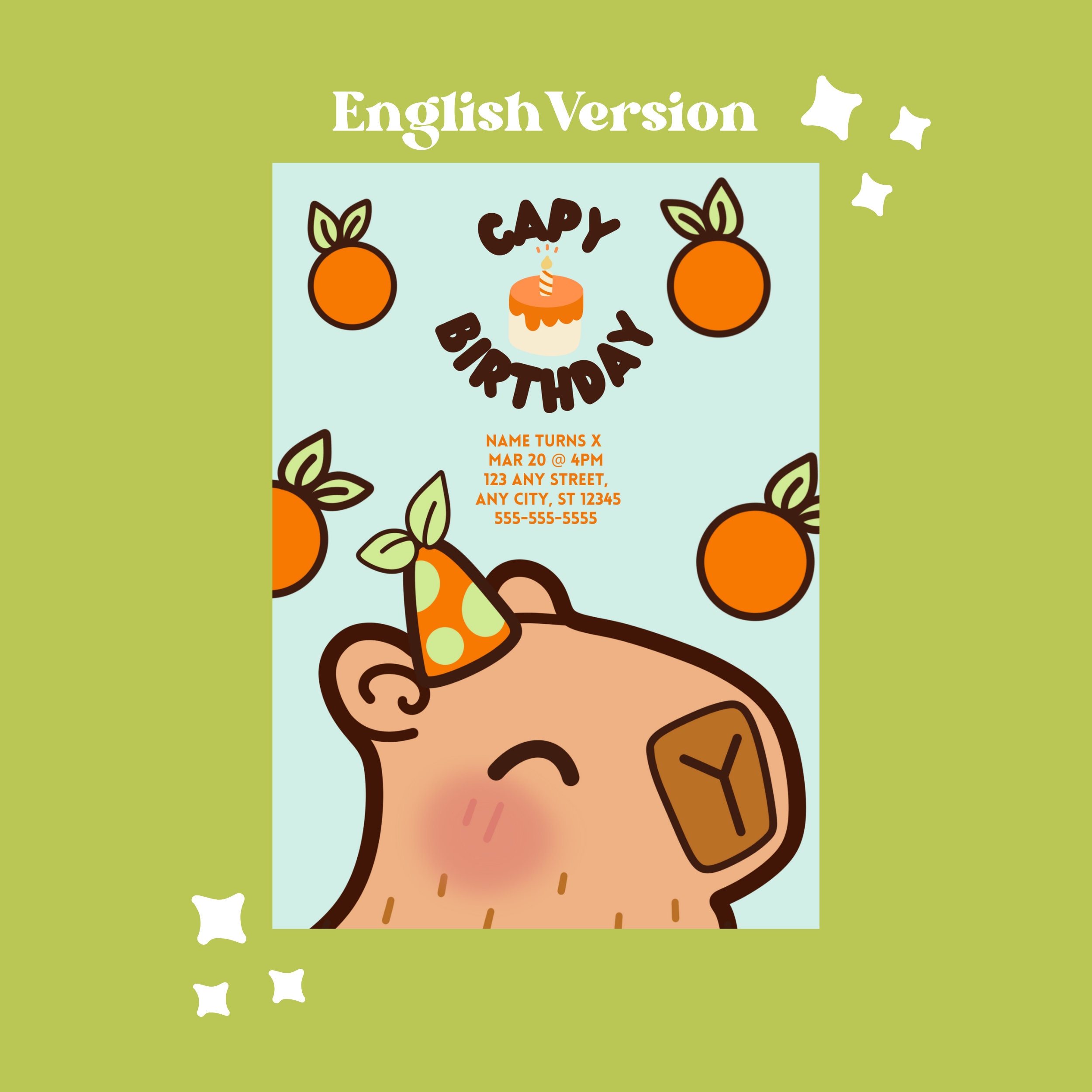 Editable Cute Capybara Birthday Party Invitation – Capy Printable ...