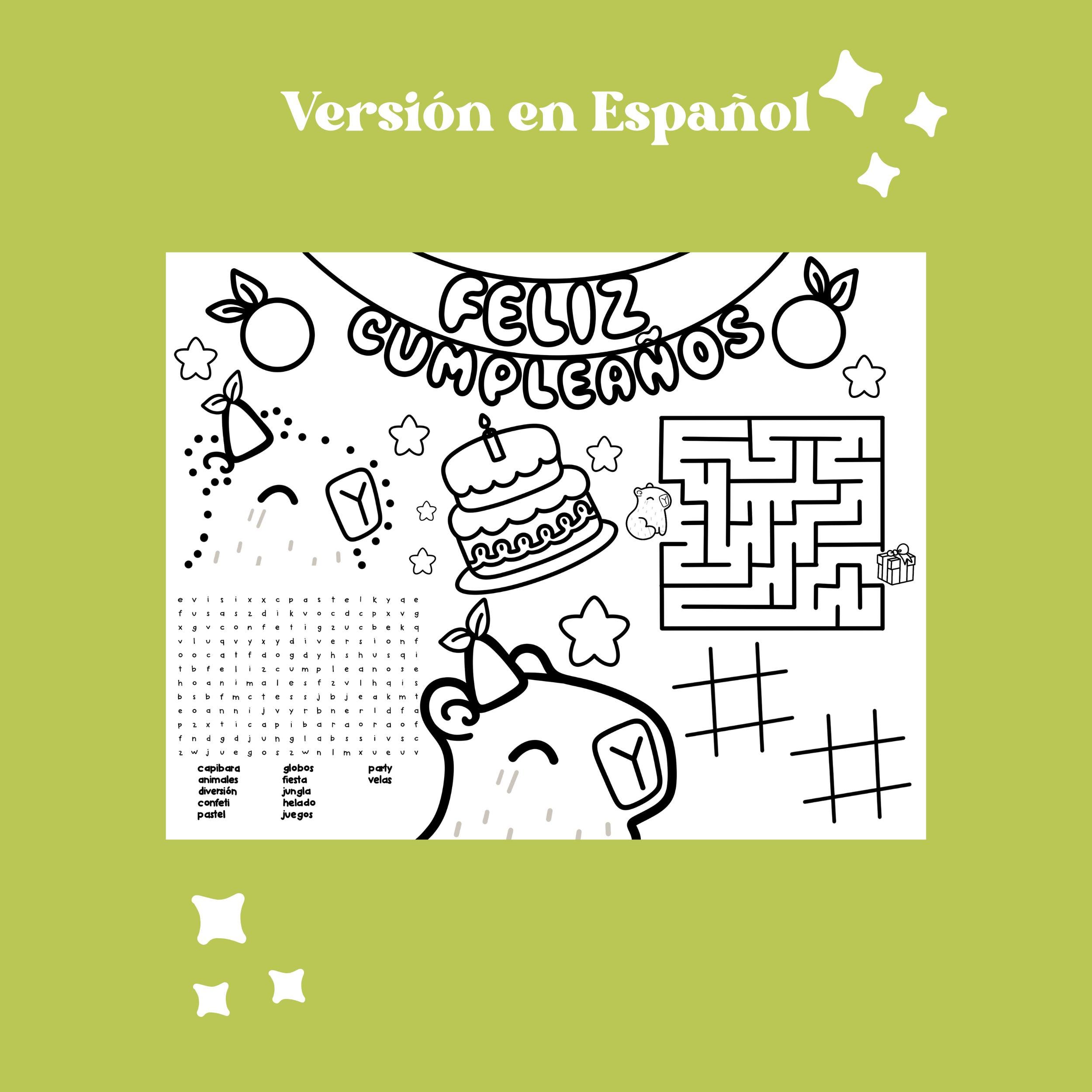 Cute Capybara Birthday Party Coloring Sheet – Capy Printable Activity ...