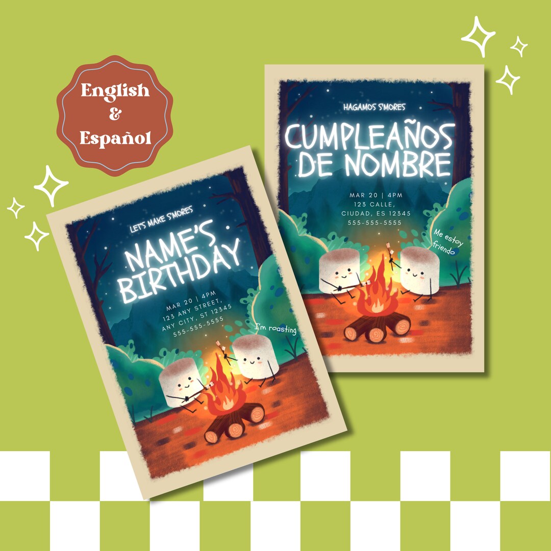 Editable Smores Camping Birthday Invitation - Outdoors Bonfire ...