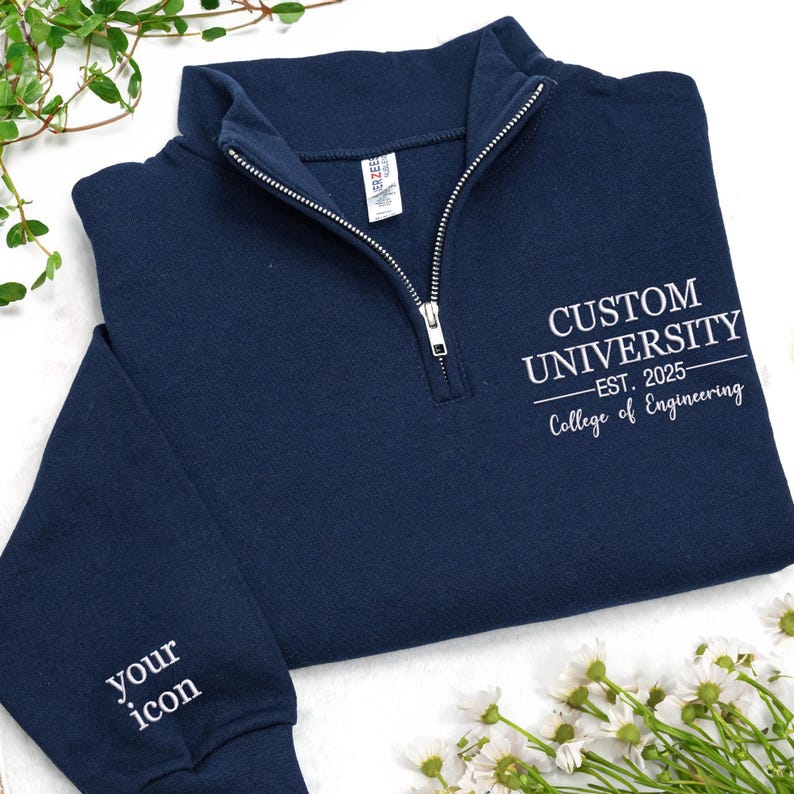 Custom Embroidered Quarter Zip Sweatshirt - Personalized University ...