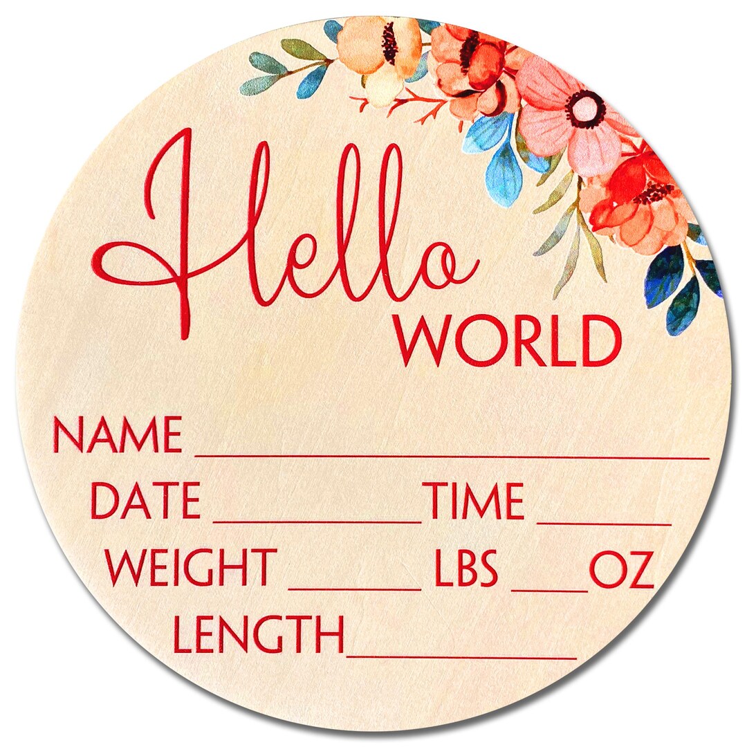 Birth Stat Sign With Wildflower Theme for Newborn Baby, 6 Floral Design ...