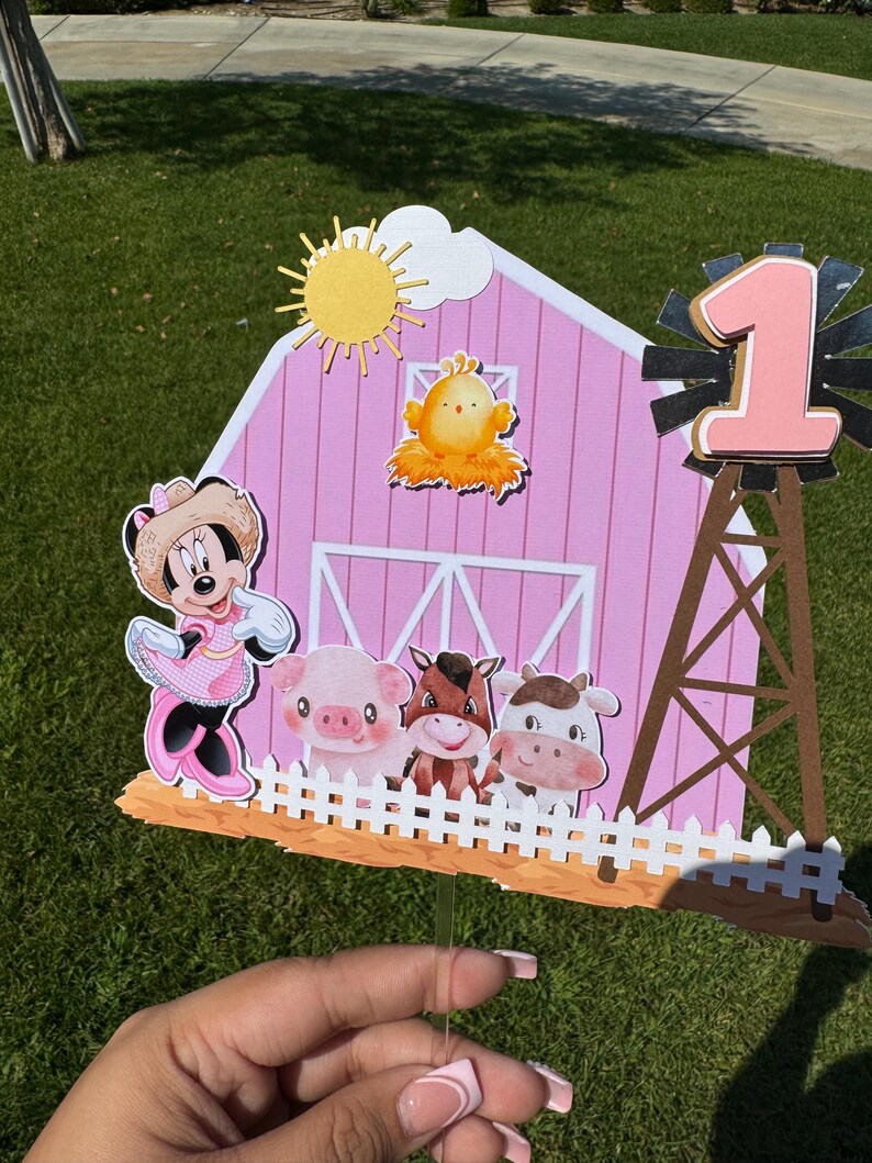 Minnie Mouse Farmer Cake Topper - Etsy