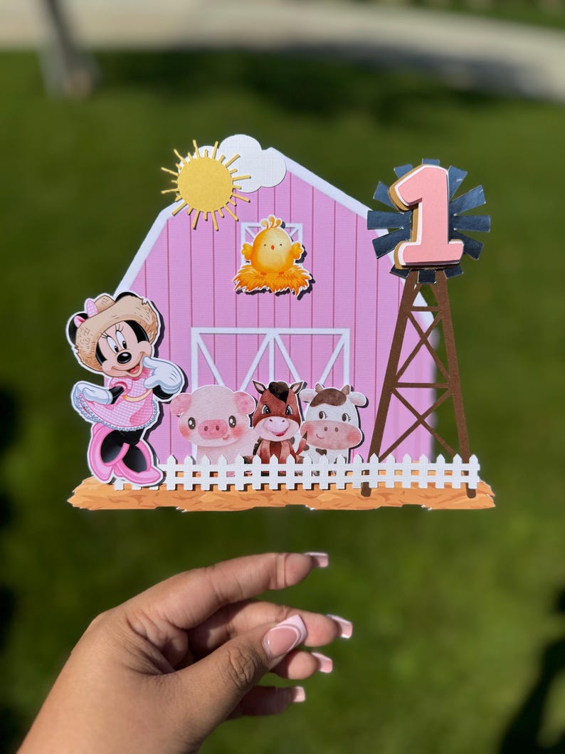 Minnie Mouse Farmer Cake Topper - Etsy