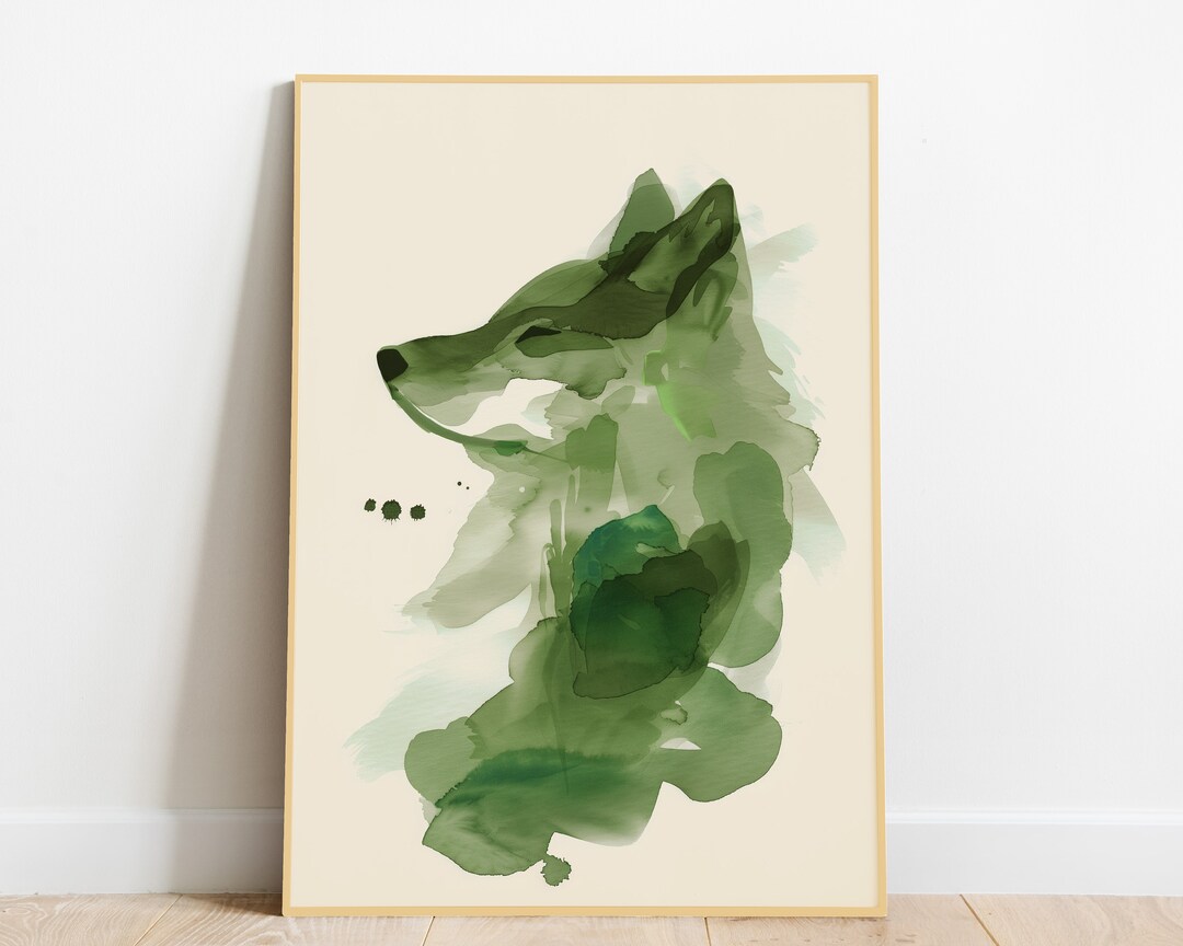 Sage Wolf | Green Nursery Wall Art Sage | Printable Wall Art Boho ...
