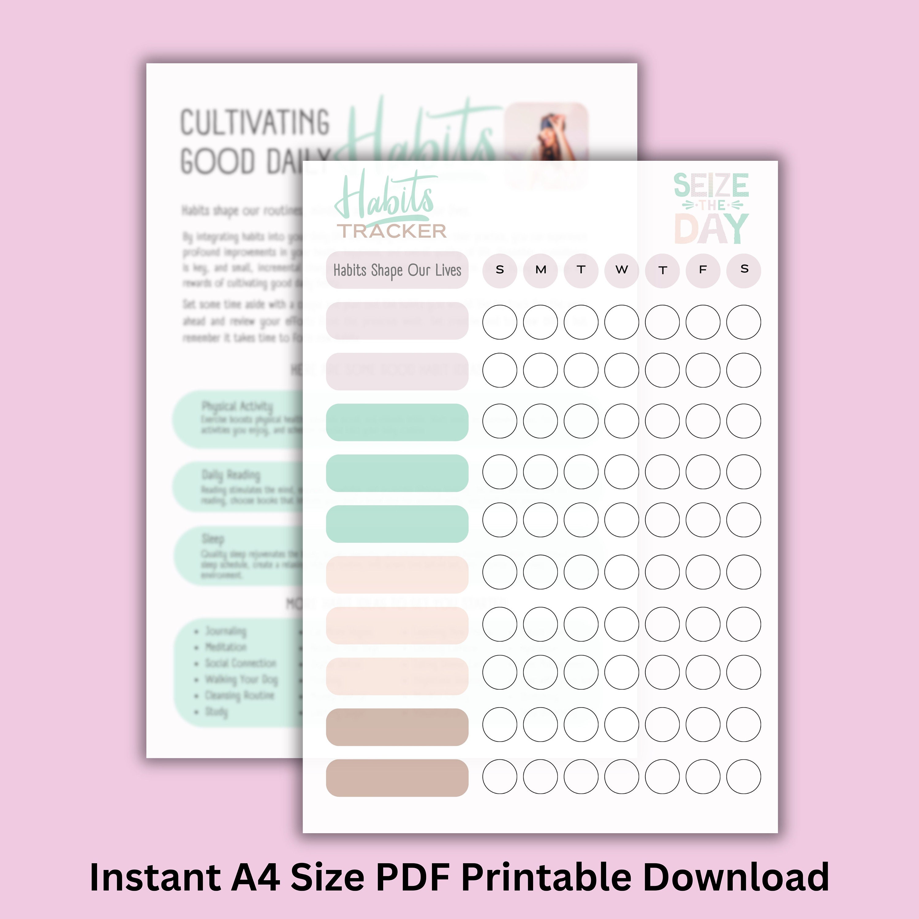 Weekly Daily Habit Tracker PDF Printable Template A4 and A5 Size ...