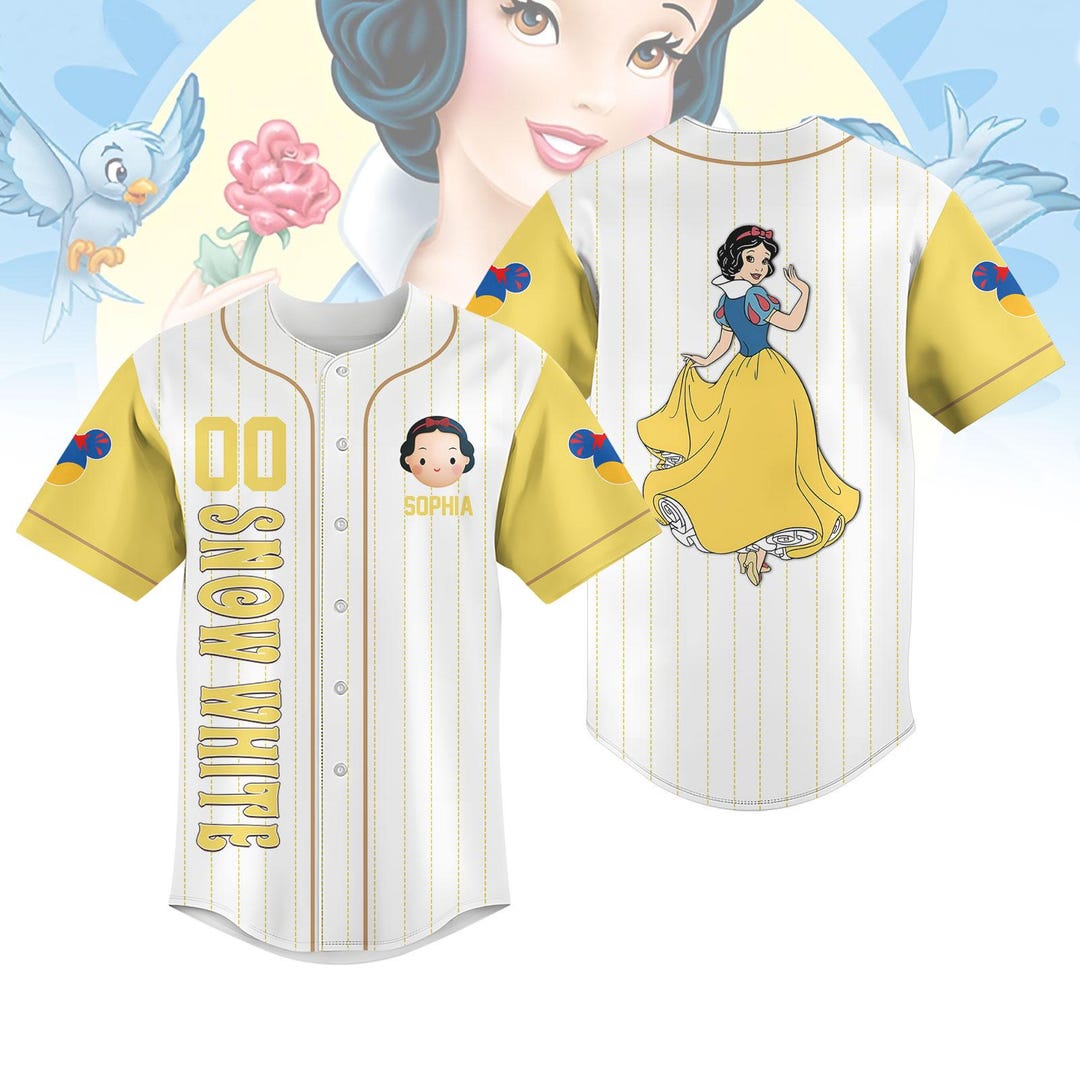 Custom Disney Princess Snow White Baseball Jersey, Snow White & the ...