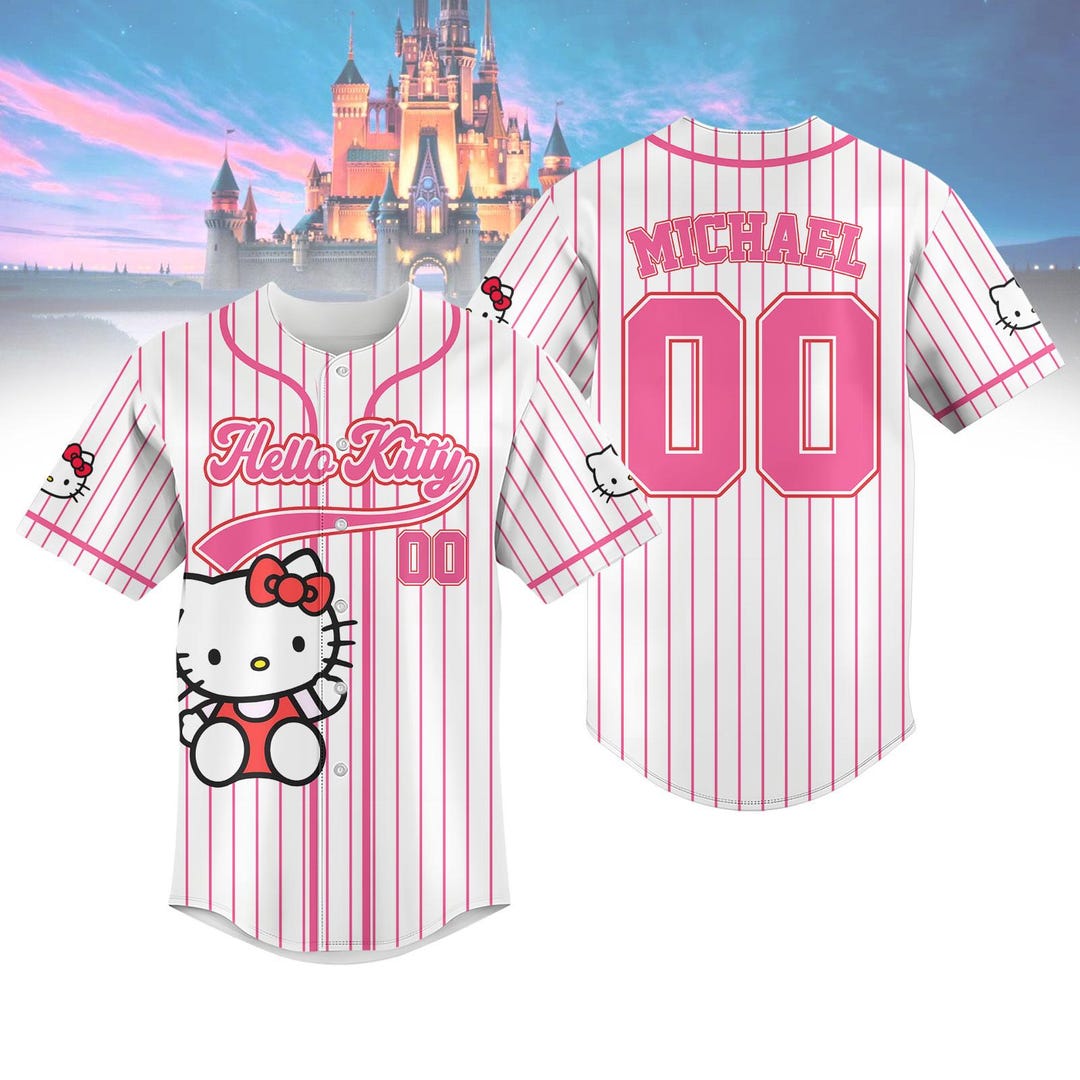 Custom Hello Kitty Baseball Jersey, Hello Kitty Cat Baseball Shirt ...