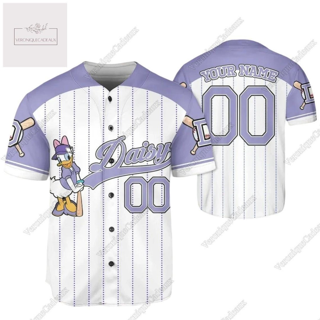 Custom Disney Daisy Duck Baseball Jersey, Daisy Baseball Shirt, Daisy ...