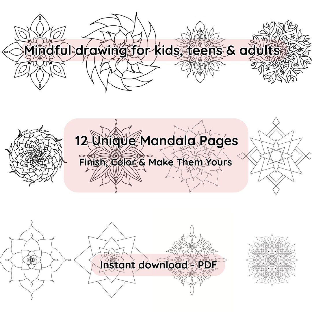 Mandala Coloring Pages - 12 Printable Sheets for Kids and Adults ...