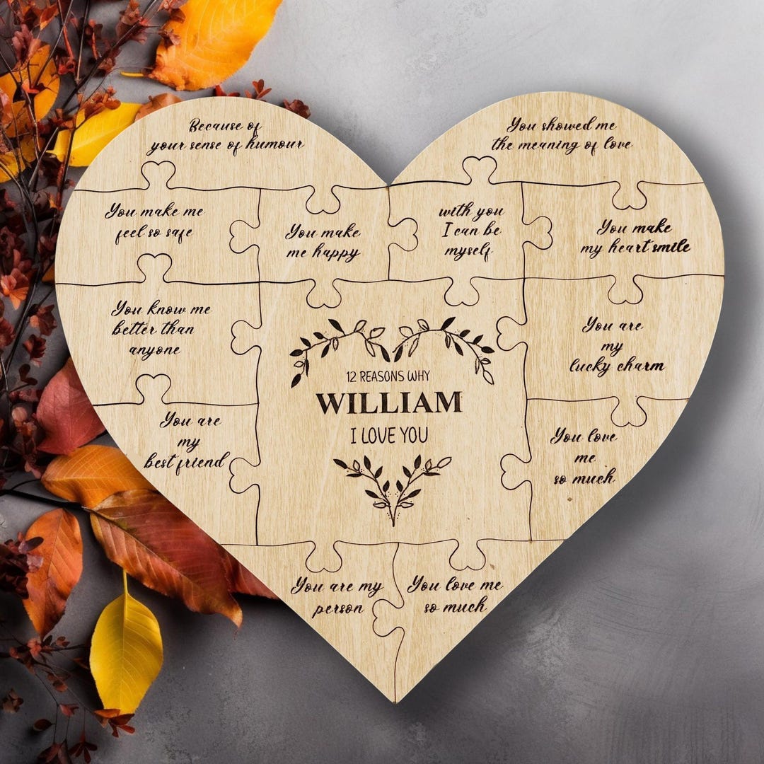 Personalized Heart Puzzle Box, Custom Reasons Why I Love You Gift ...