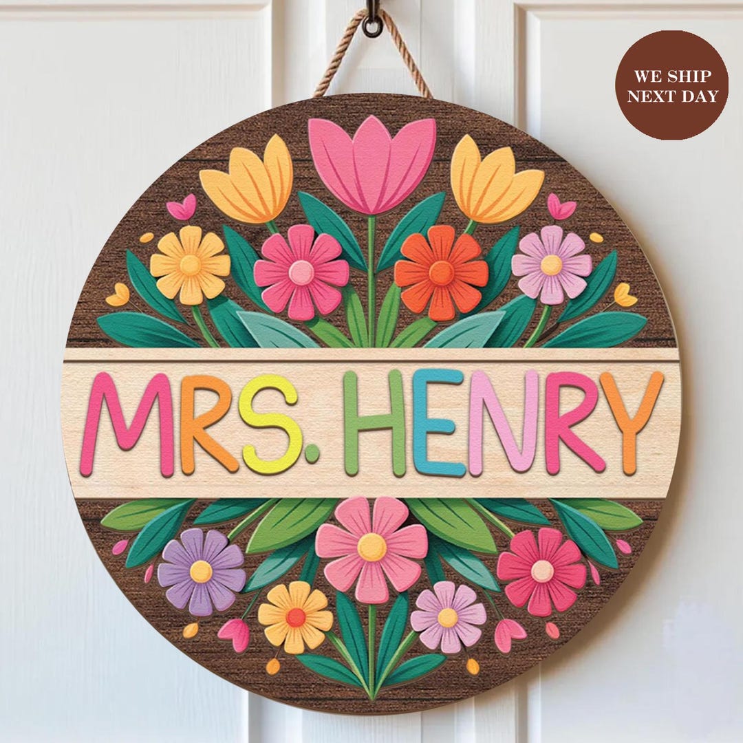 Classroom Decor Teacher Welcome Sign, Custom Teacher 3D Flower Door ...