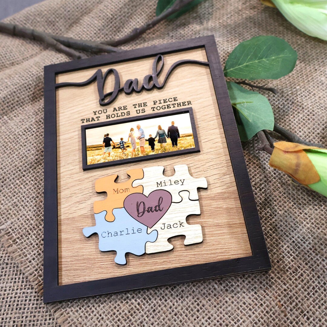 Custom Puzzle Piece Father's Day Sign With Kids' Names, Personalized ...