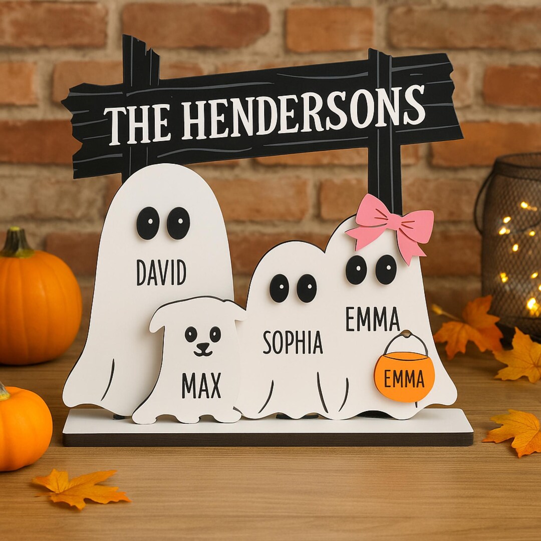 Personalized Boo Crew Wooden Ghost Sign for Family, Custom Halloween ...