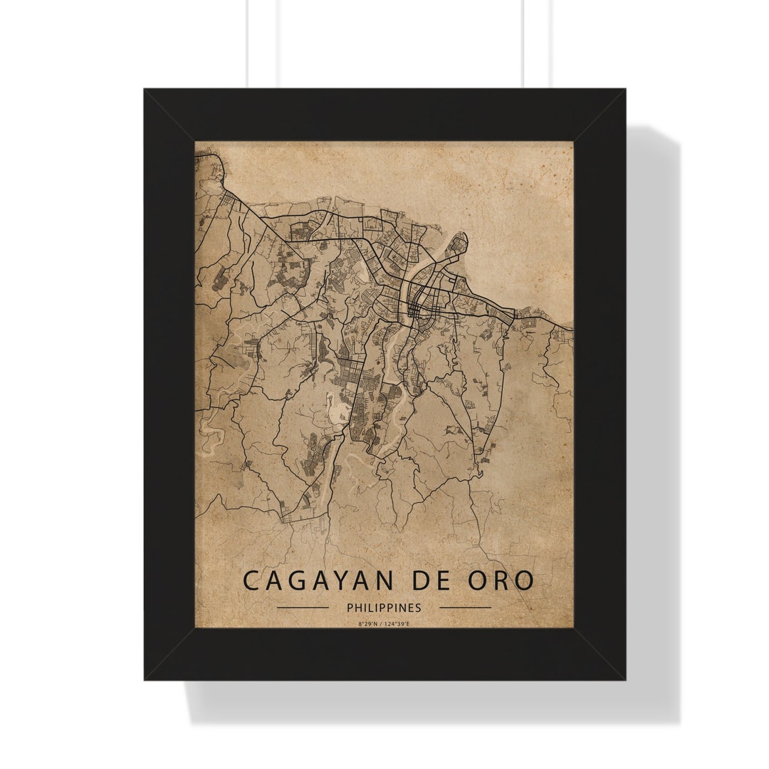 Vintage Style Cagayan De Oro Map Framed Print Cagayan Map CDO Map Philippines Map Art - Etsy
