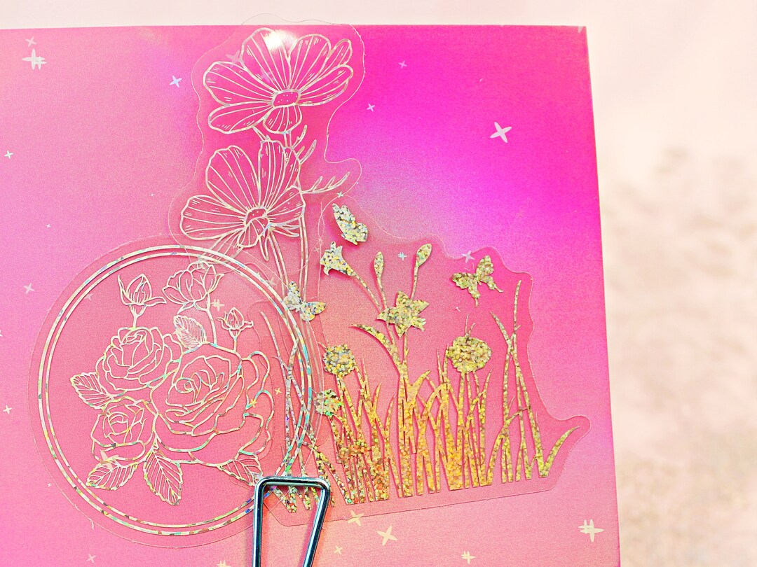 100 PCS A Pack / Translucent Laser Stickers / Blooming Flower / Floral ...