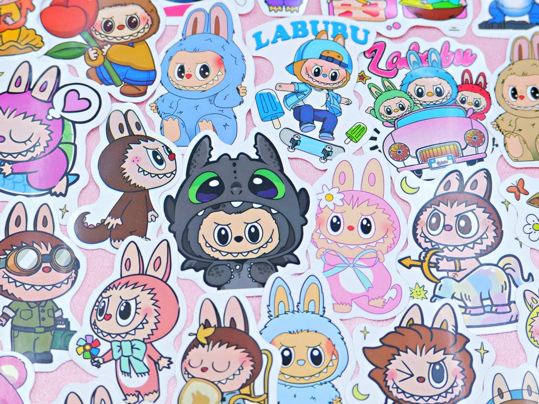 60 Pieces a Pack / Labubu Stickers / Decal / Labubu Doll Stickers Pack ...