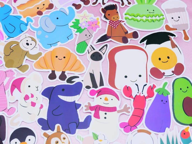 50 Pieces a Pack / Jellycat Stickers / Soft Toys Stickers / Super Cute ...