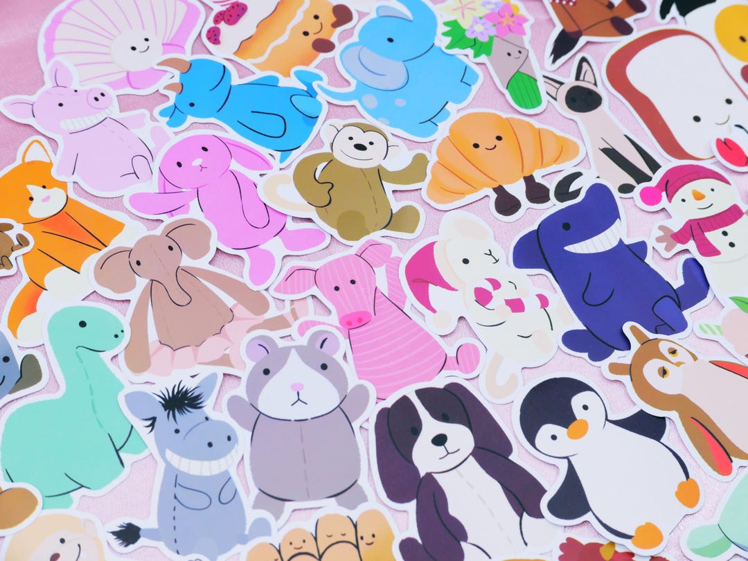 50 Pieces a Pack / Jellycat Stickers / Soft Toys Stickers / Super Cute ...