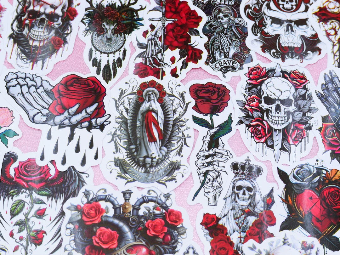 50 PCS A Pack / Gothic Stickers / Blood Colour Gothic / Red & Black ...
