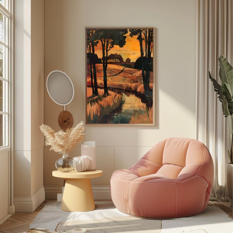 Sunset Over a River Vertical Wall Poster - Etsy