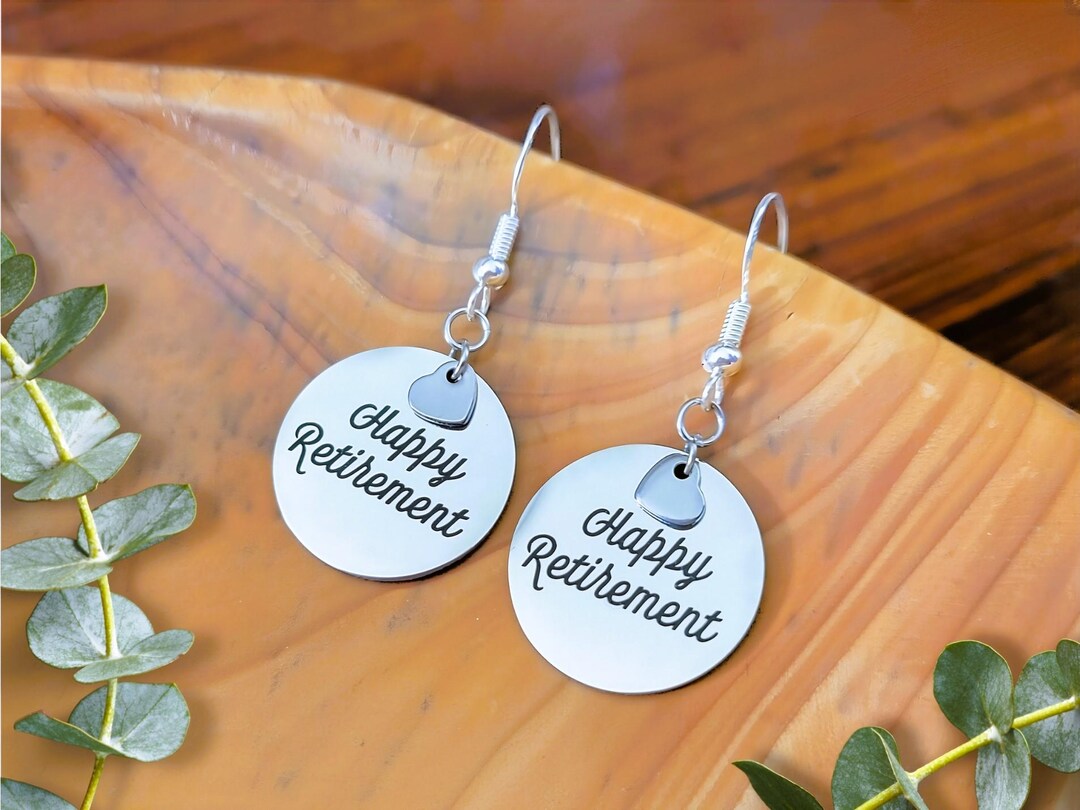 Happy Retirement Earrings: Sterling Silver Hooks, Stainless Steel ...
