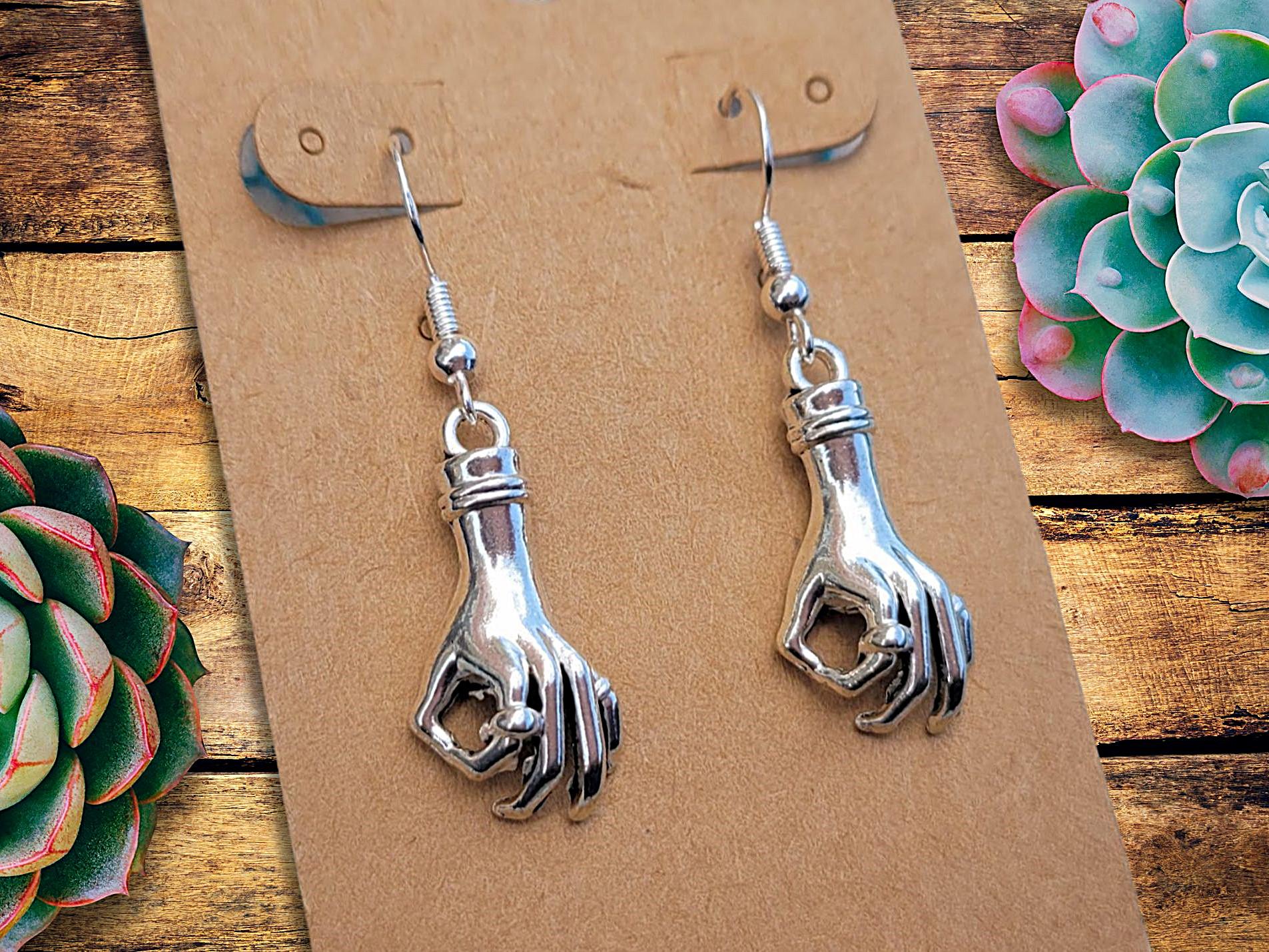 Gotcha, Finger/hand Circle Earrings, OK Hand Sign Earrings, You Looked ...