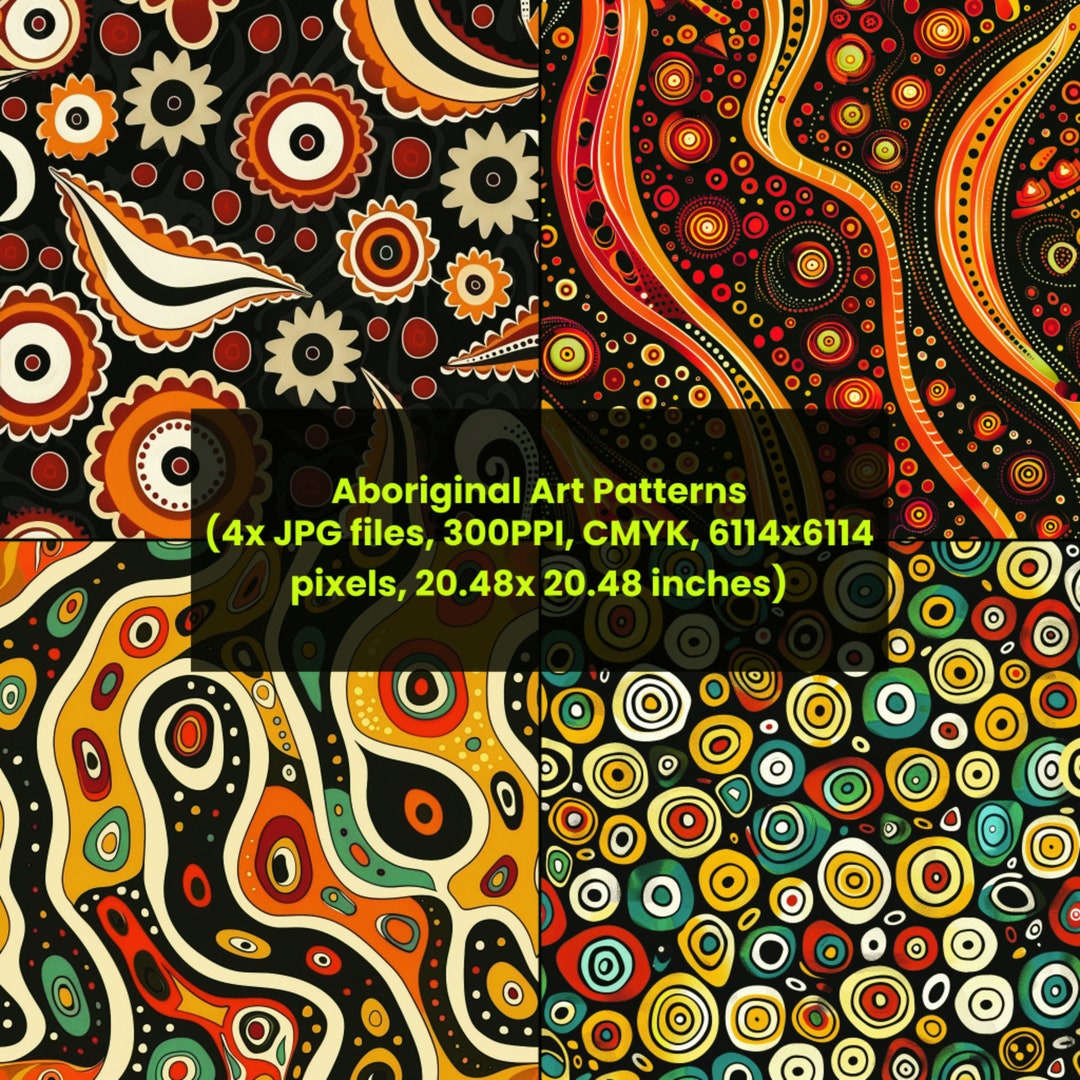 Aboriginal Art Patterns, Seamless, Digital Download, 4 Tile Patterns ...