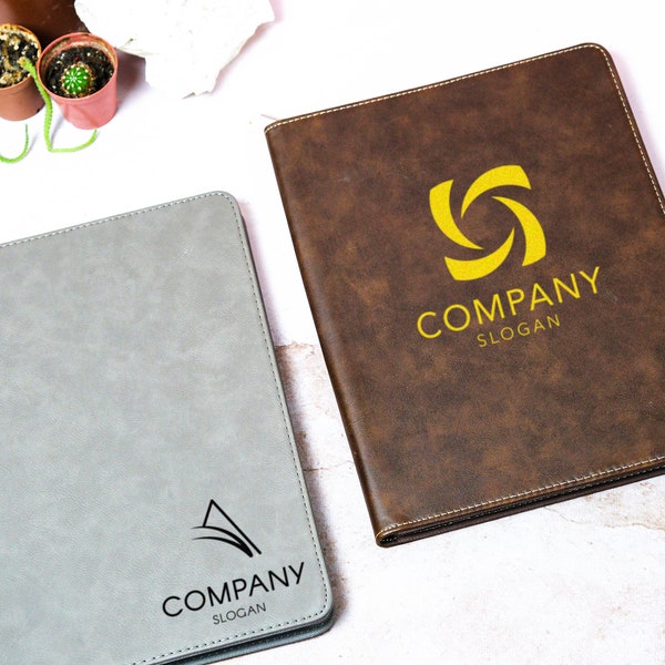 Personalized Logo Leather Portfolio - Etsy