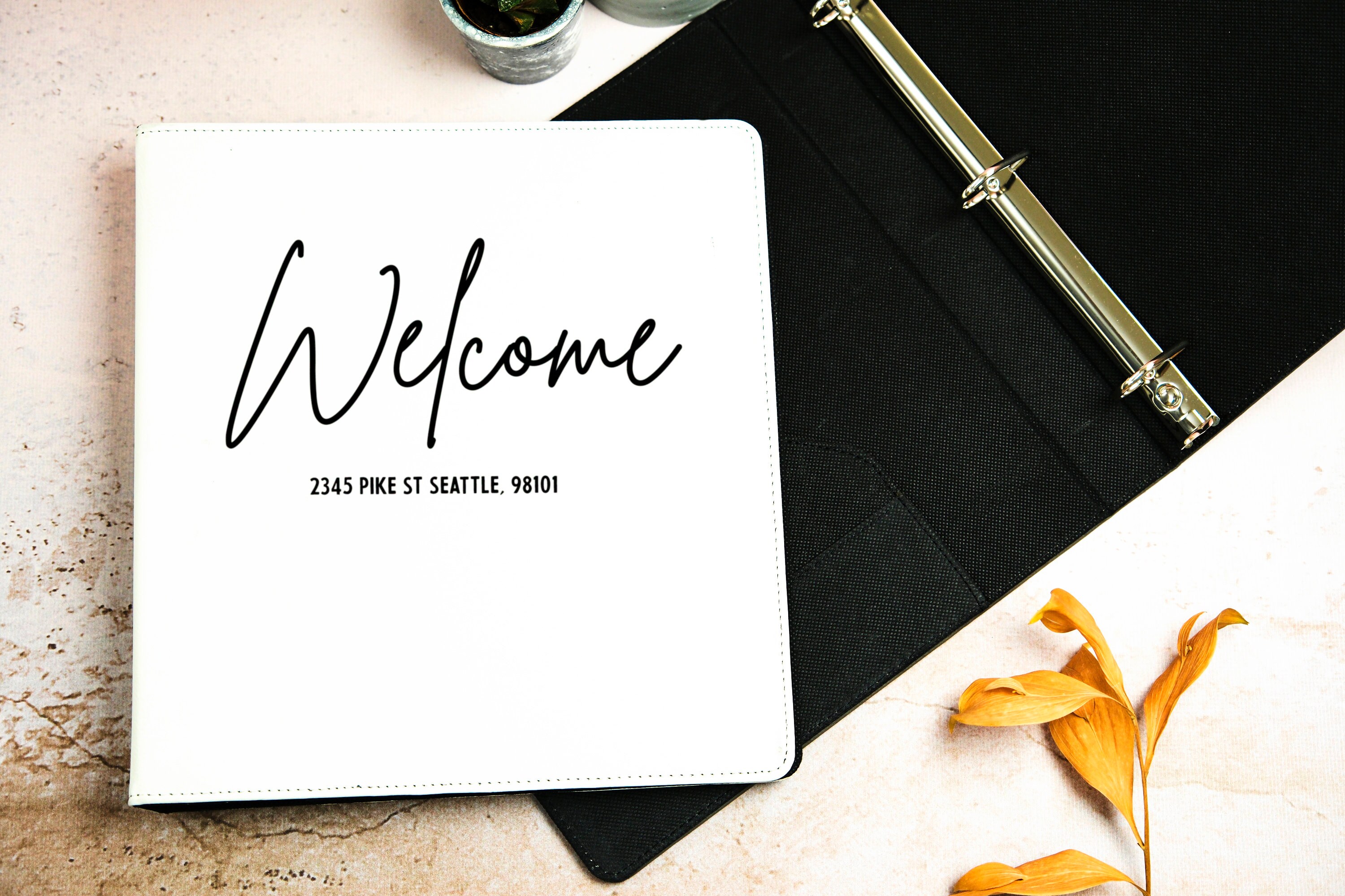 Personalized Welcome Design Binder, Custom Leather Business Binder, 3 ...
