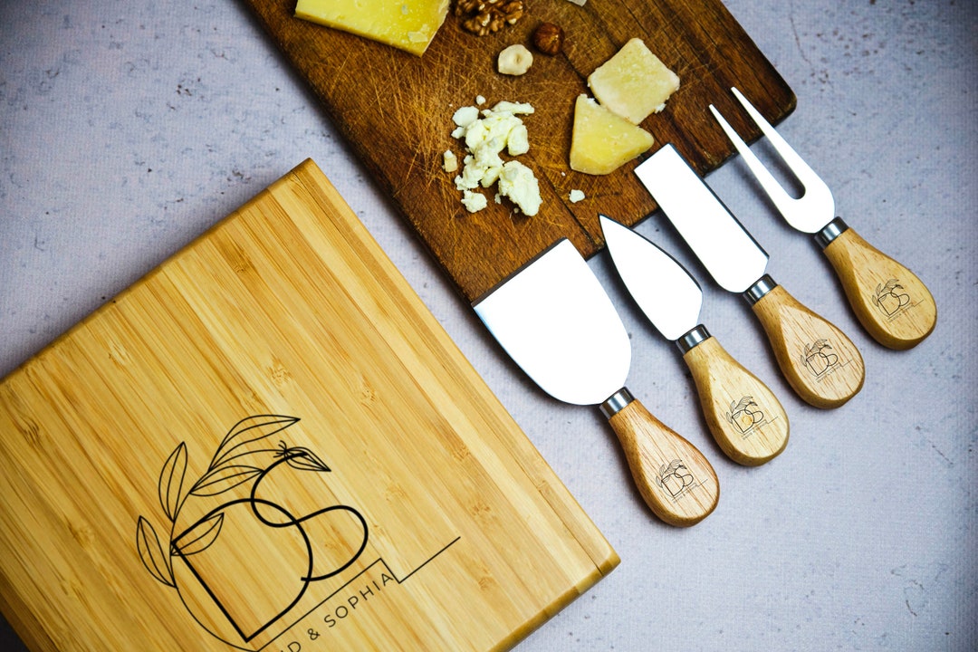 Personalized Cheese Tool Set, Wood Cutting Set, Engraved Wedding Gift ...
