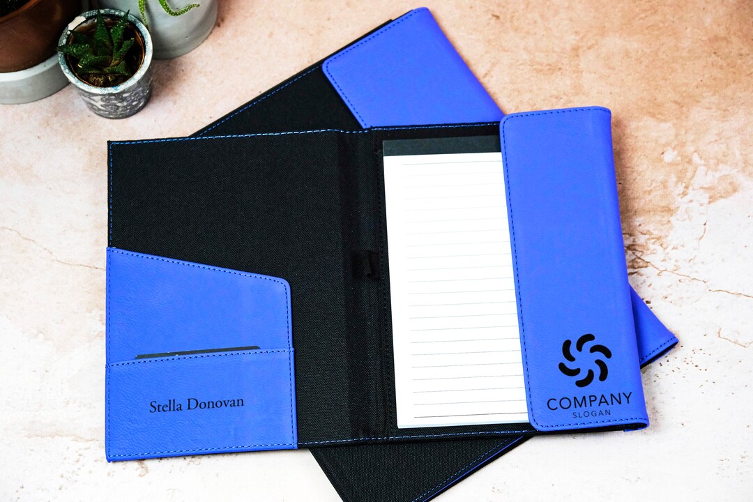 Personalized Company Logo Engraved Padfolio, Refillable Flapped ...