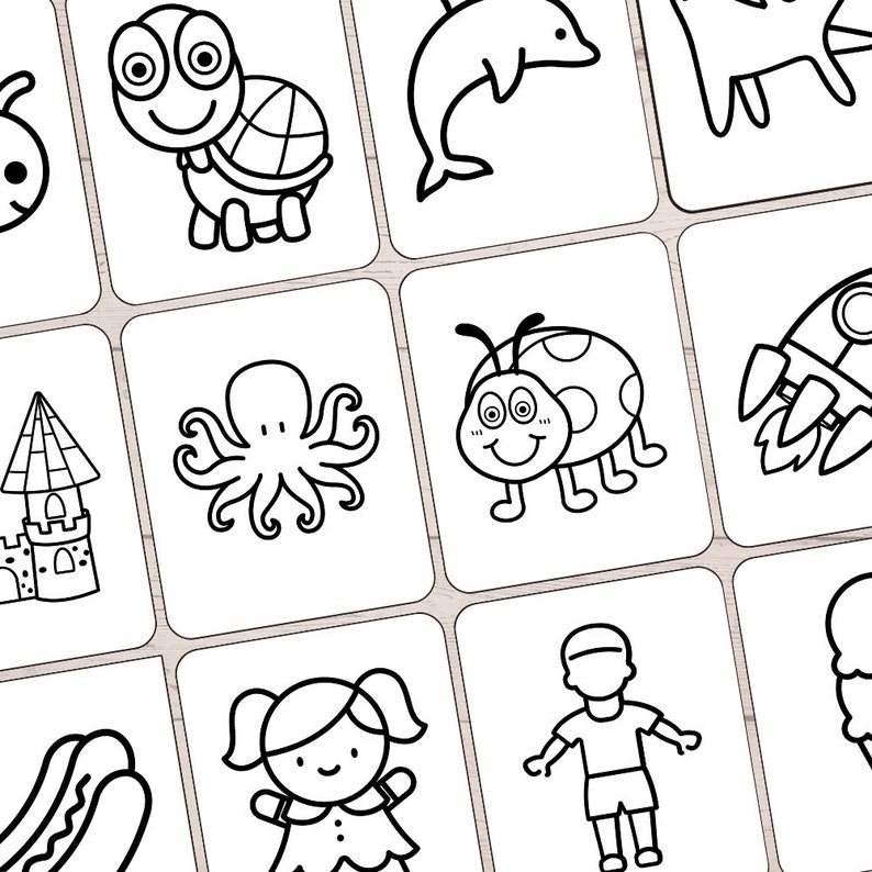 100 Digital Printable Pages Easy Coloring for Kids &toddler ...