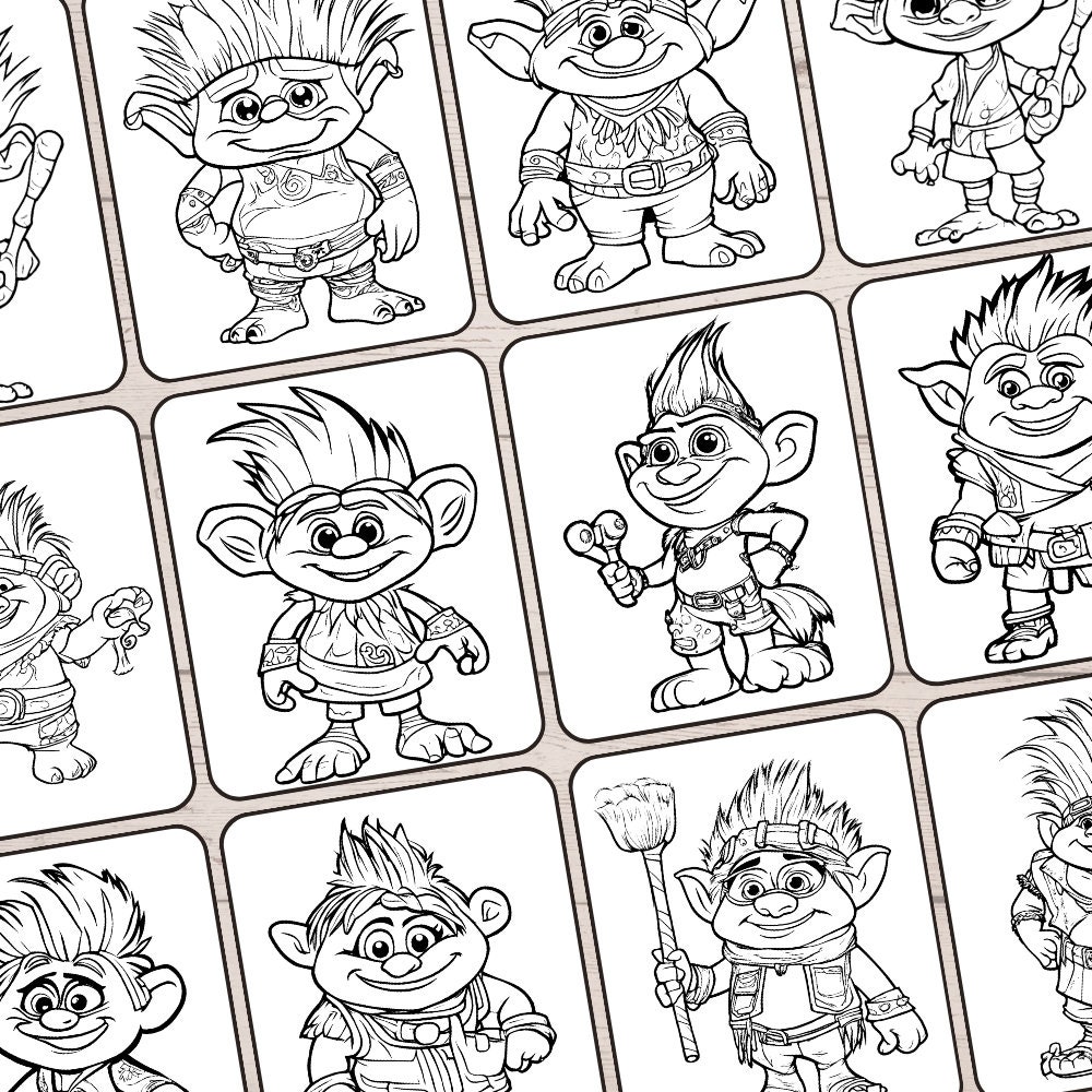 50 Pages High Quality Printable Trolls Characters Coloring Pages for ...