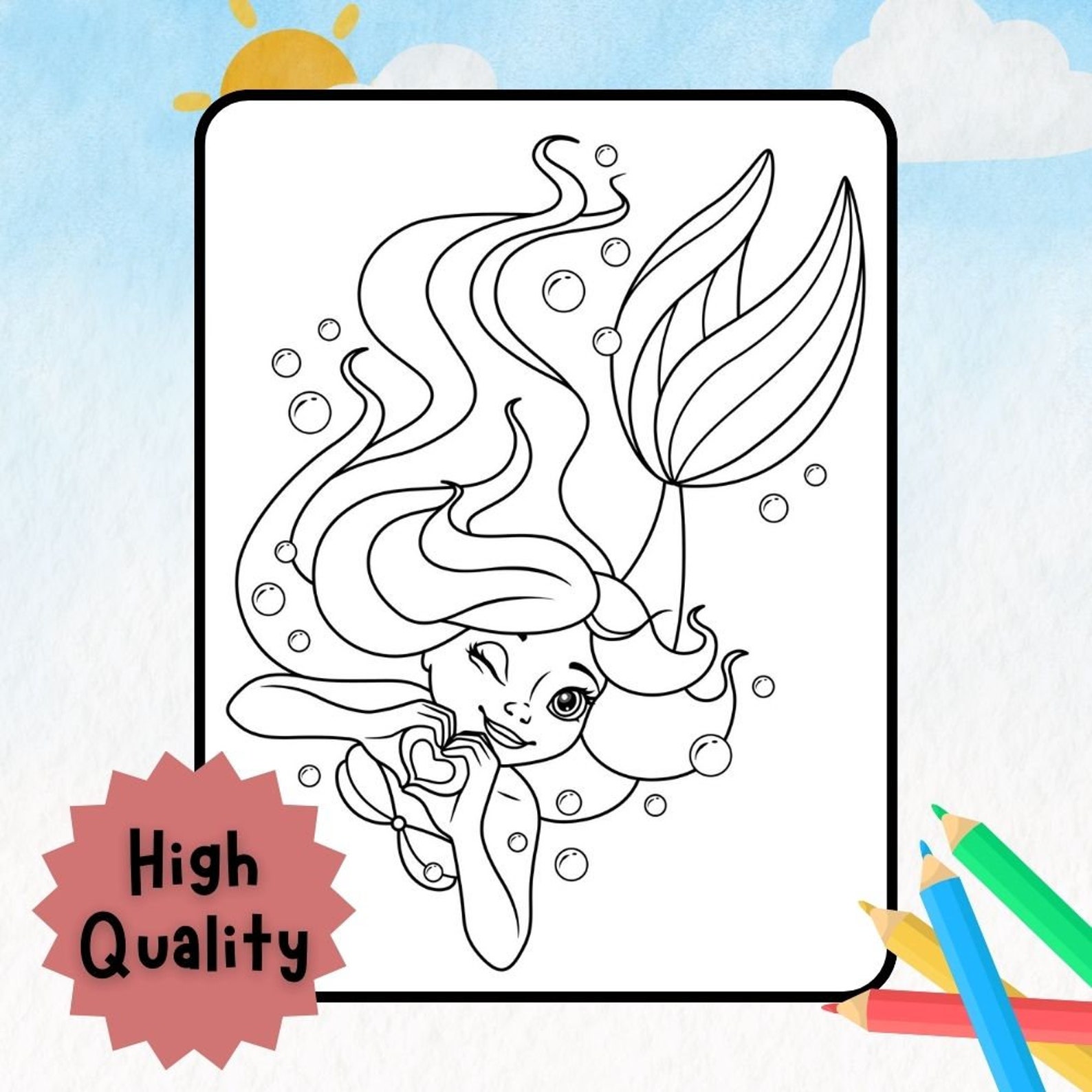 Bundle Digital Printable Coloring Pages Unicorn Princess Mermaid ...