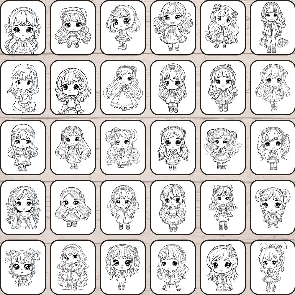 90 Pages Beautiful Cute Girls Coloring Pages for Little Girls Digital ...