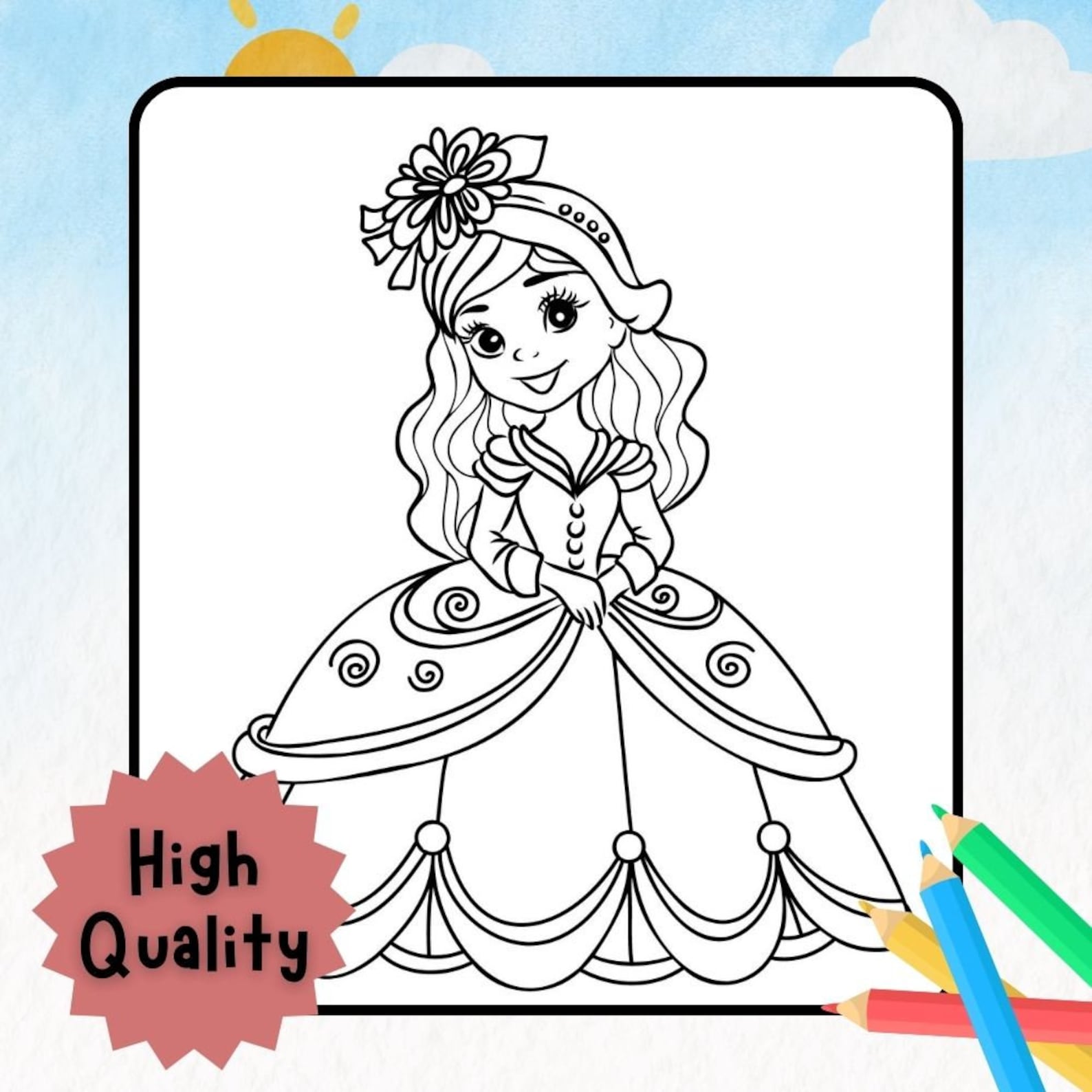 Bundle Digital Printable Coloring Pages Unicorn Princess Mermaid ...
