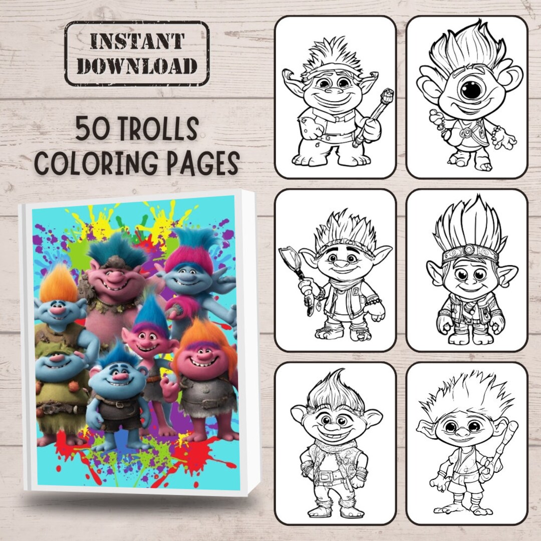 50 Pages High Quality Printable Trolls Characters Coloring Pages for ...