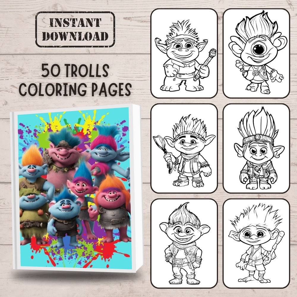 50 Pages High Quality Printable Trolls Characters Coloring Pages for ...
