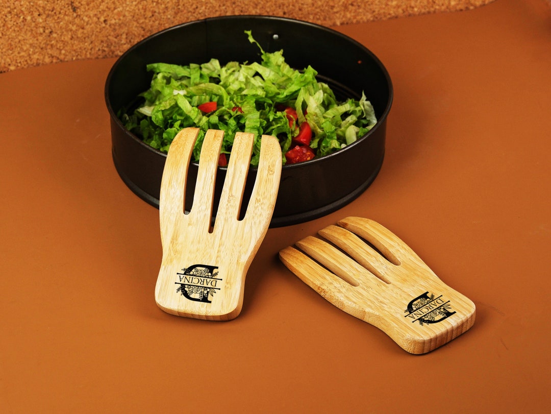 Personalized Wooden Salad Set, Custom Kitchenware, Wooden Salad Set ...