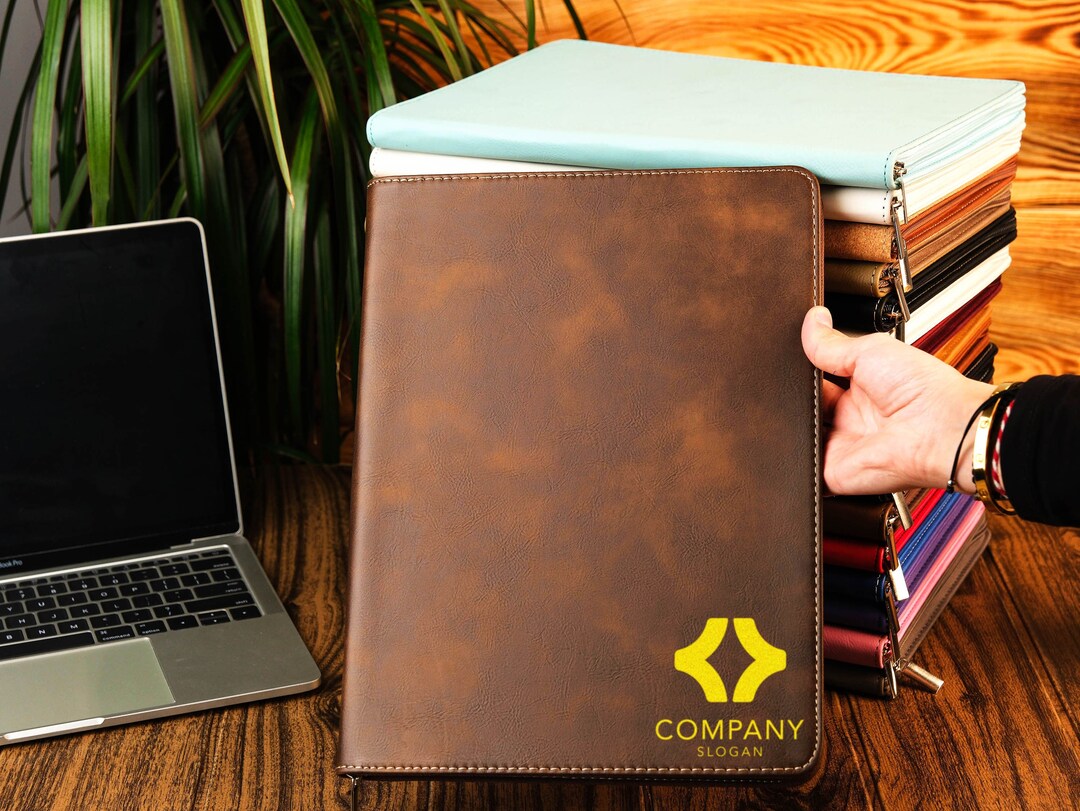 Custom Company Leather Portfolio, Personalized Company Logo Portfolio ...