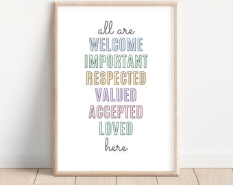 Everyone is Welcome Here Poster - Etsy